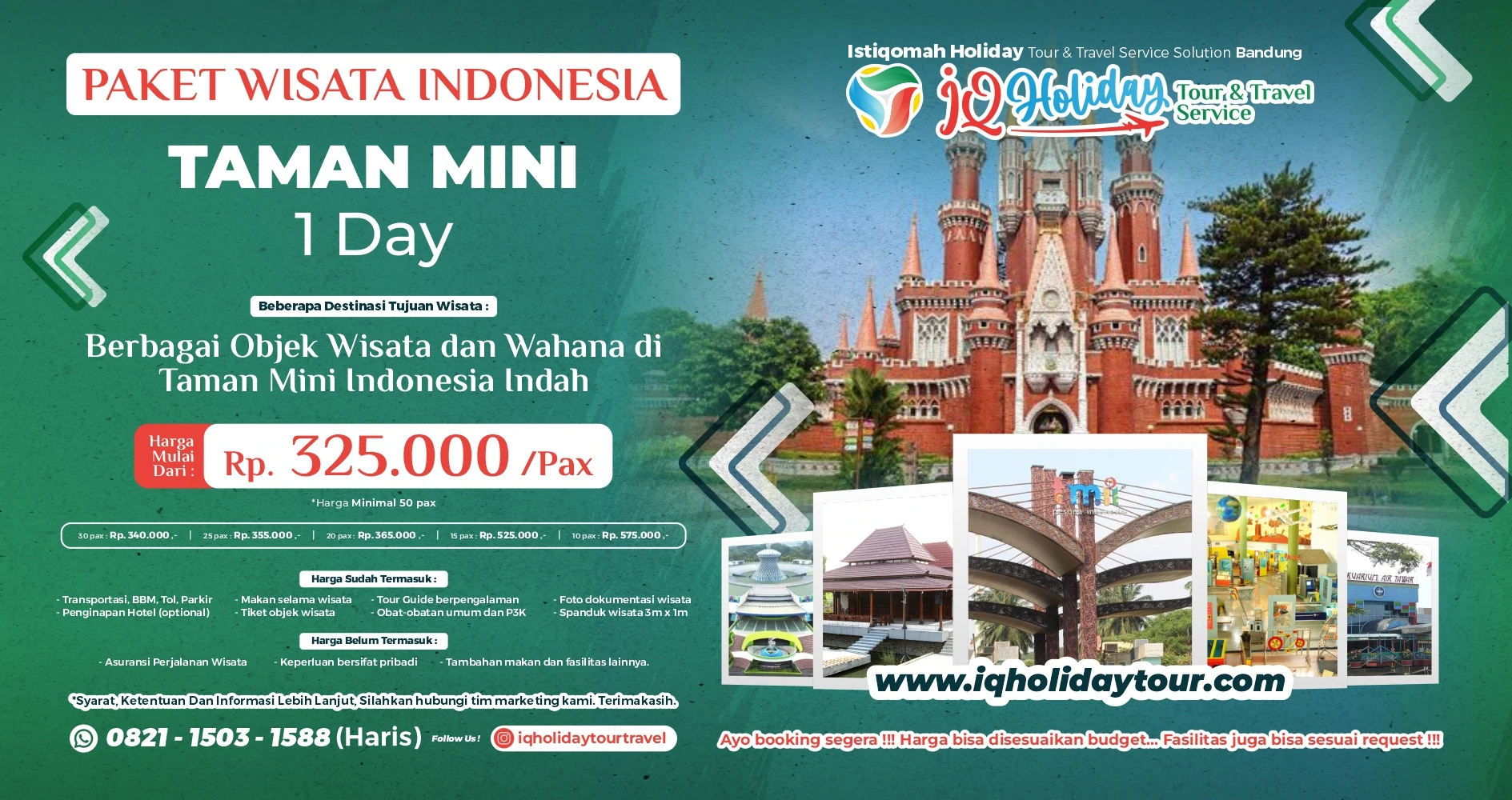Paket Wisata Taman Mini Indonesia Indah (TMII) 1 Hari – Iq Holiday Tour