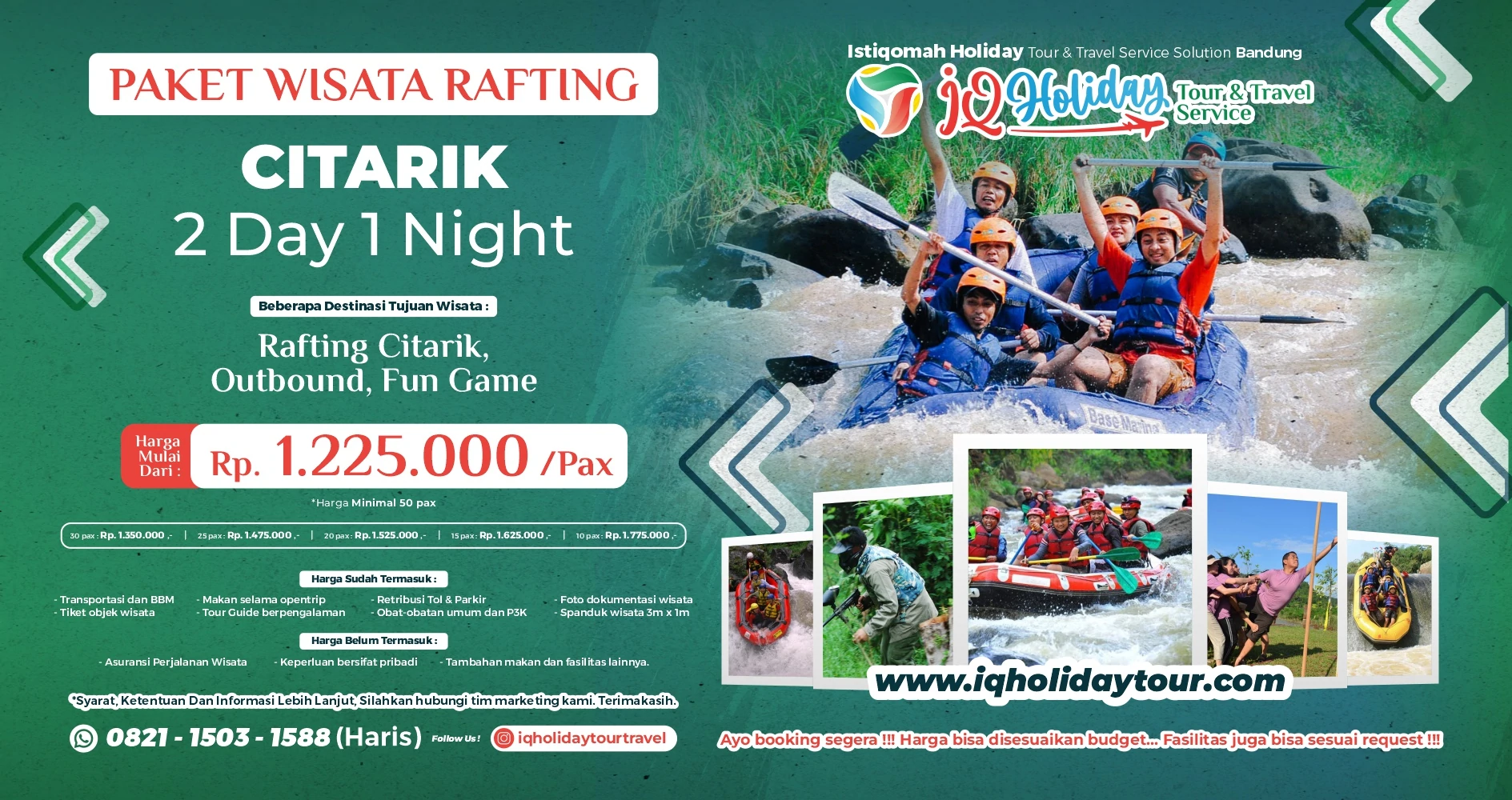 Paket Rafting Citarik & Outbound 2 Hari 1 Malam (2D1N) – Iq Holiday Tour